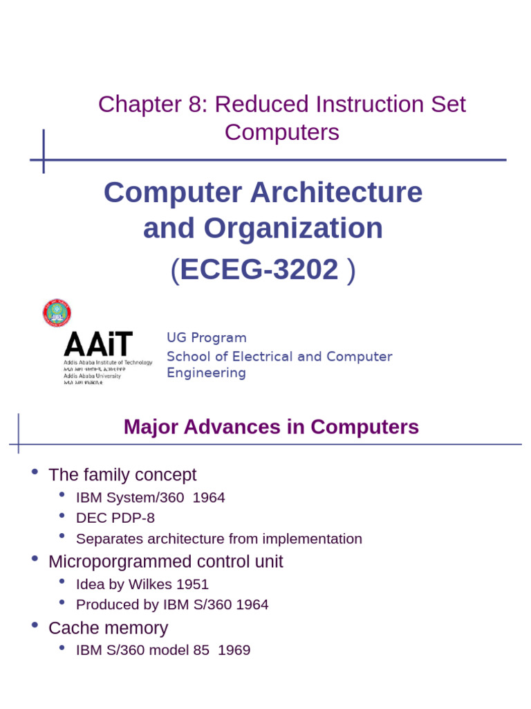 Computer Architecture&O ECEG 3163 07 Reduced Instruction Set Computer | PDF | Digital ...