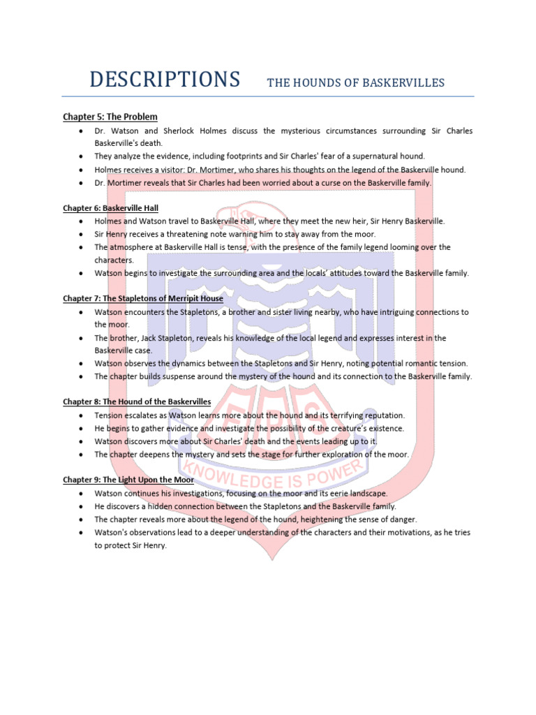 The Hounds of Baskerville Chapter 5 to 9 | PDF