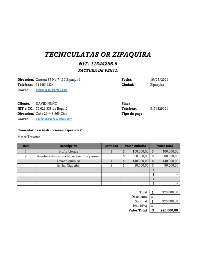 Factura David Nuño | PDF