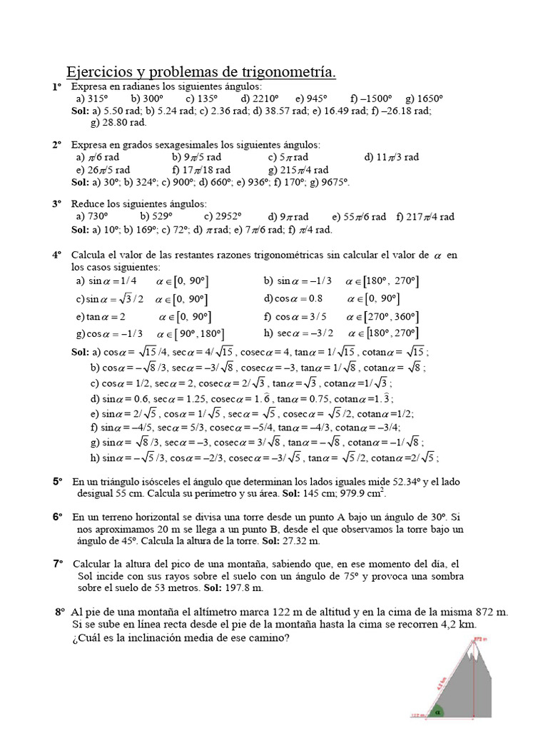 Ejercicios Trigonometría | PDF | Geometría Elemental | Geometría euclidiana