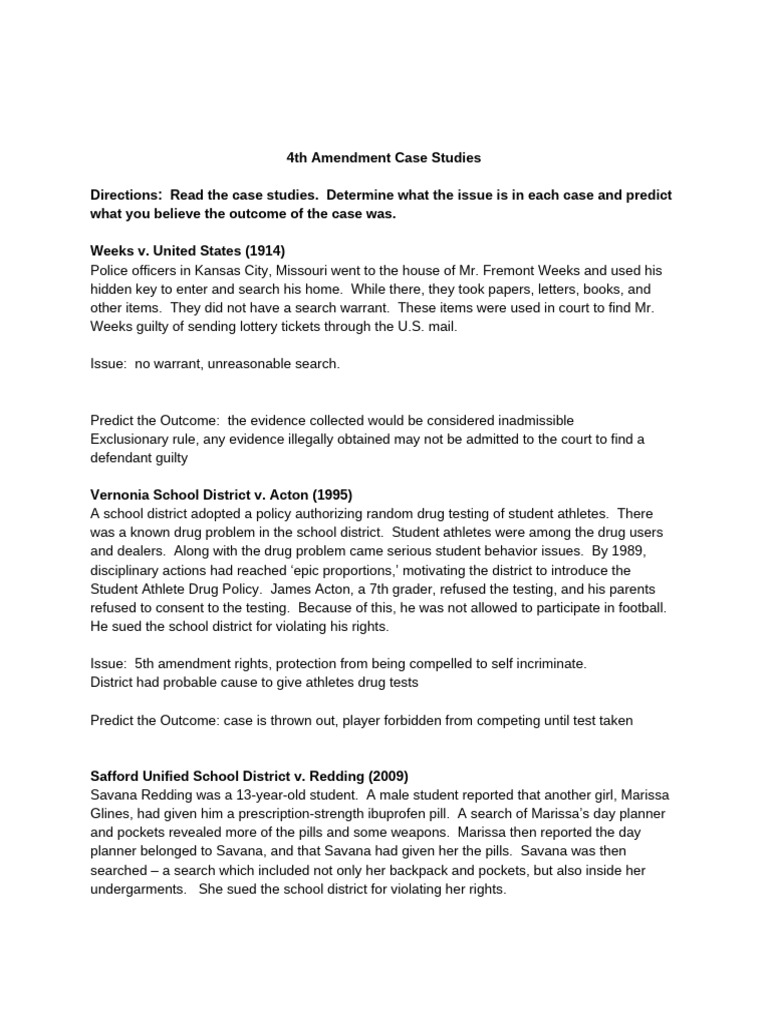 4th Amendment Case Study Analysis | PDF | Search And Seizure | Fourth ...