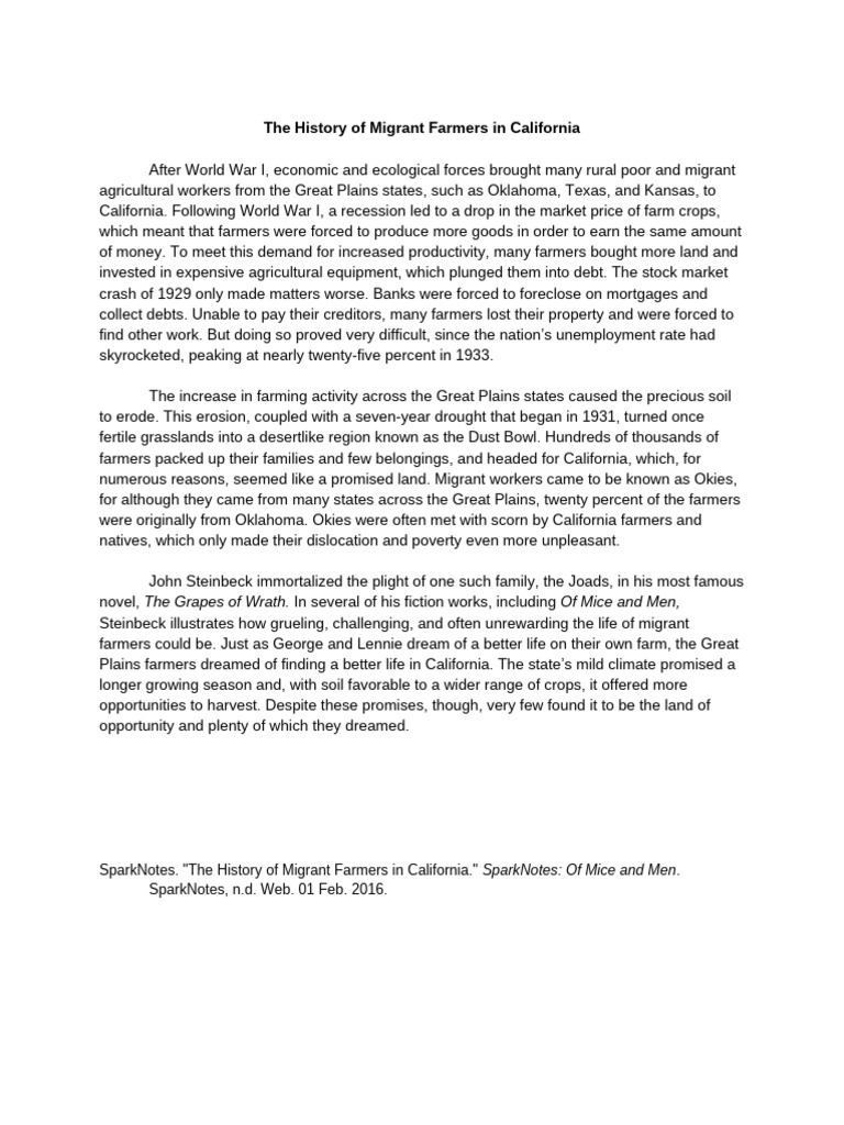 of Mice and Men - Context | PDF | Economies | Agriculture