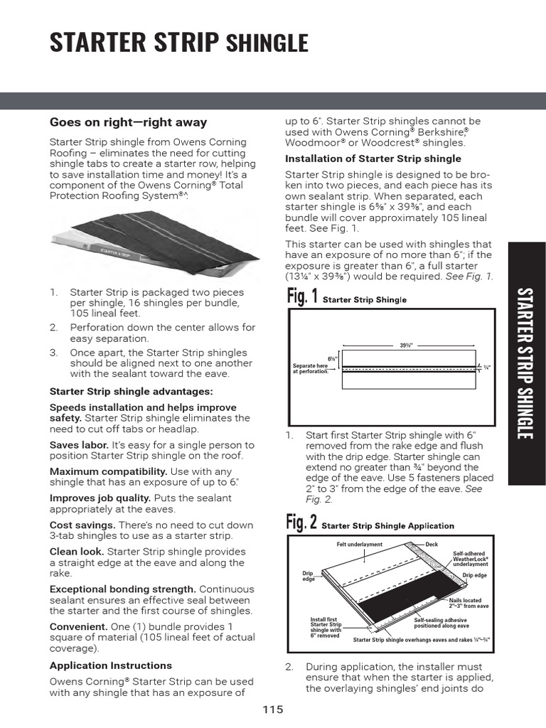 Owens Corning Starter Shingle Install | PDF | Roof | Building Materials