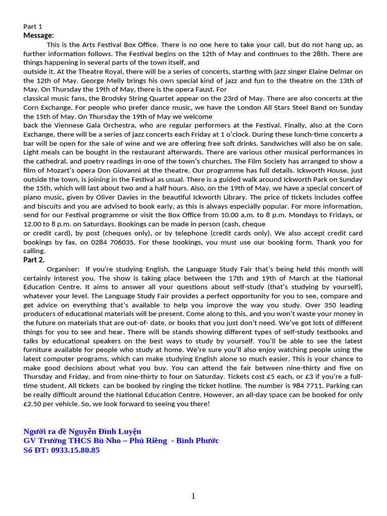 Audio script 13 | PDF | Concert | Performing Arts