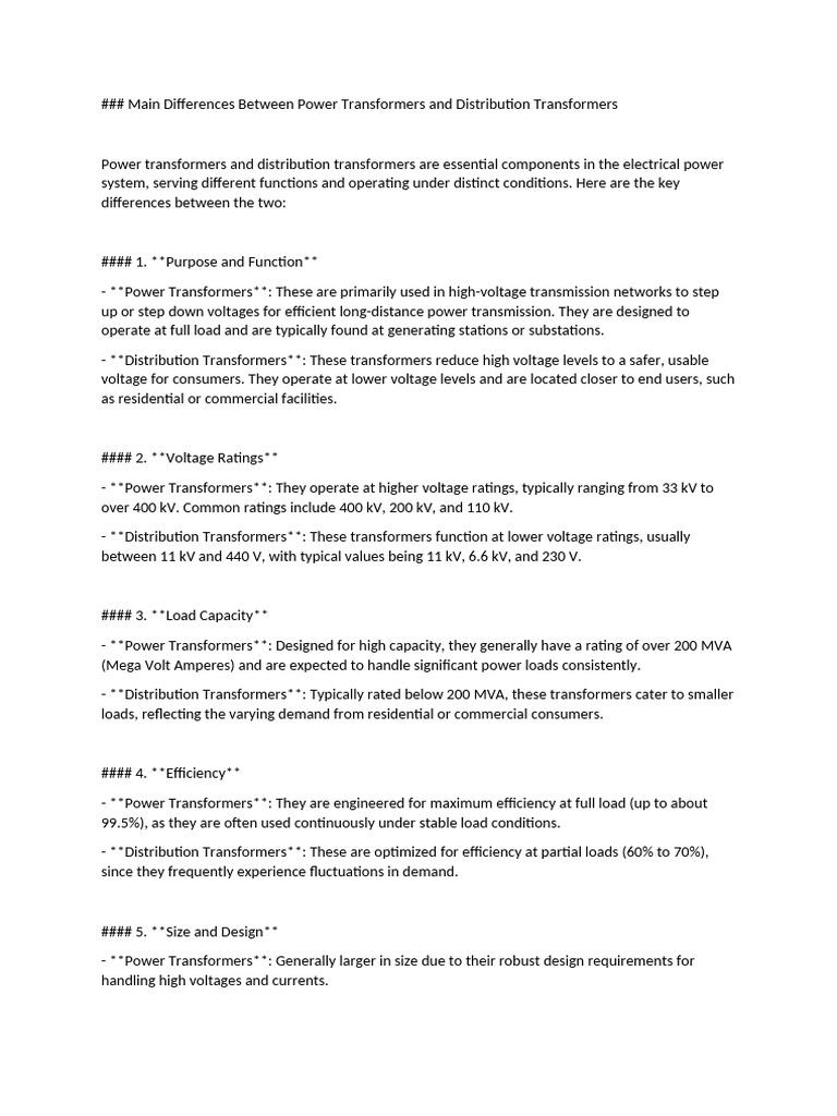 Main Differences Between Power Transformers and Distribution ...