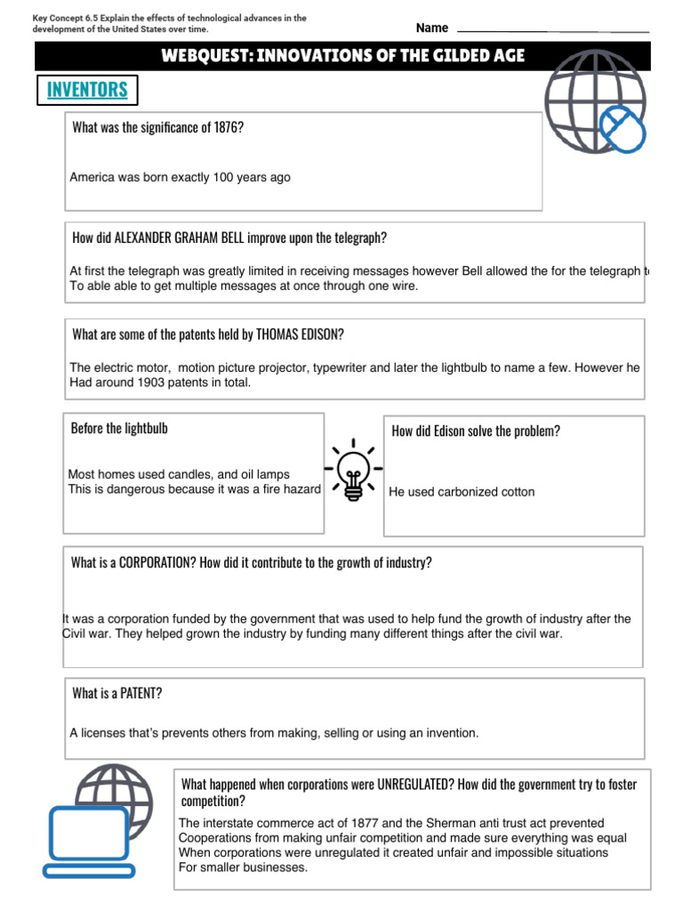 WEBQUEST_ Technological Innovation & Its Effects (KC 6.5 | PDF | Thomas ...