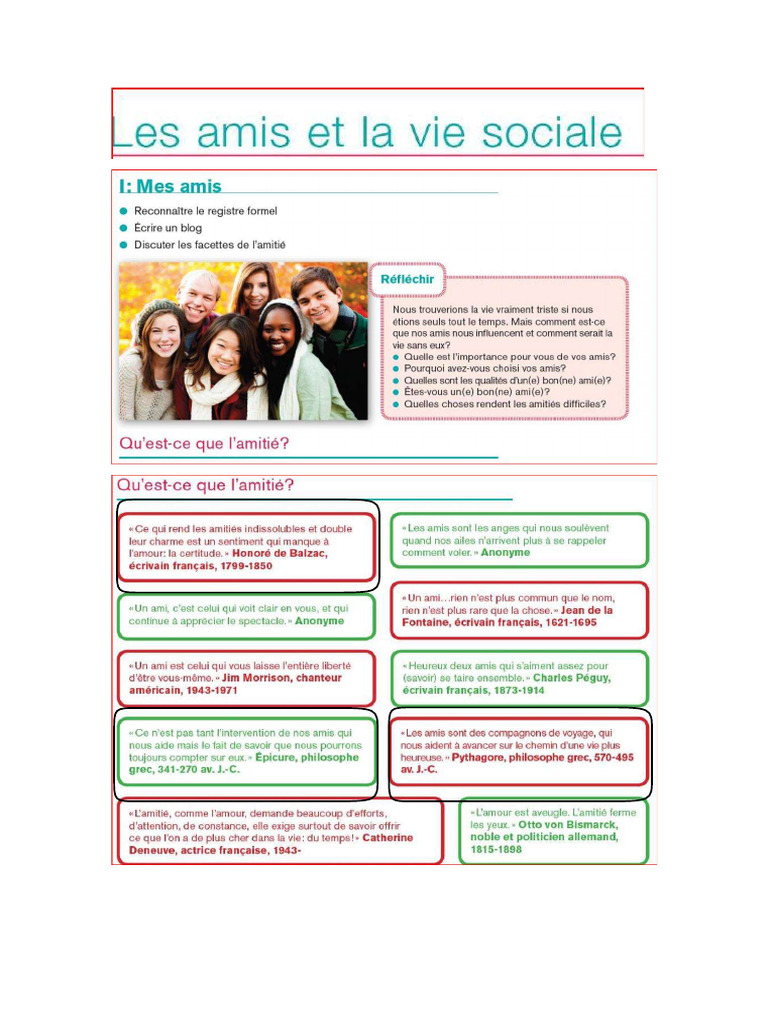 Les Amis Et La Vie Sociale | PDF