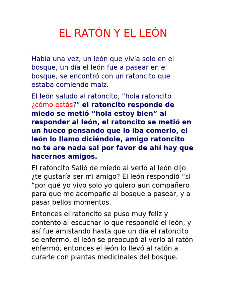 El Ratón y El León | PDF