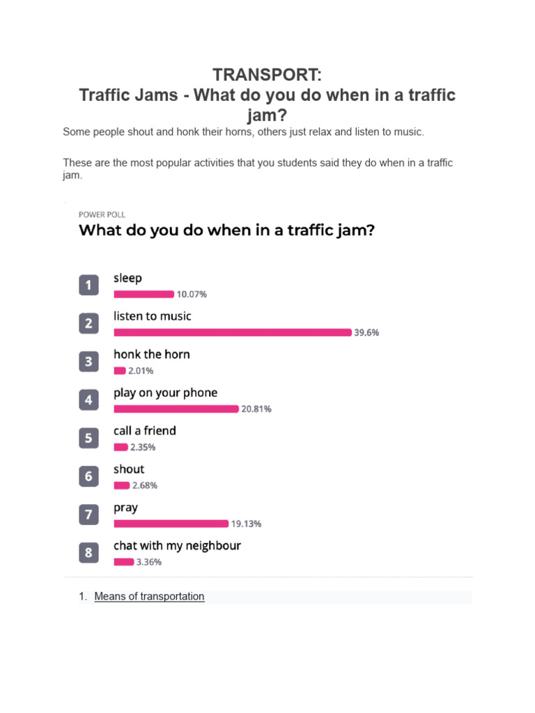 Transport_ Useful Speaking Phrases | PDF | Traffic | Car
