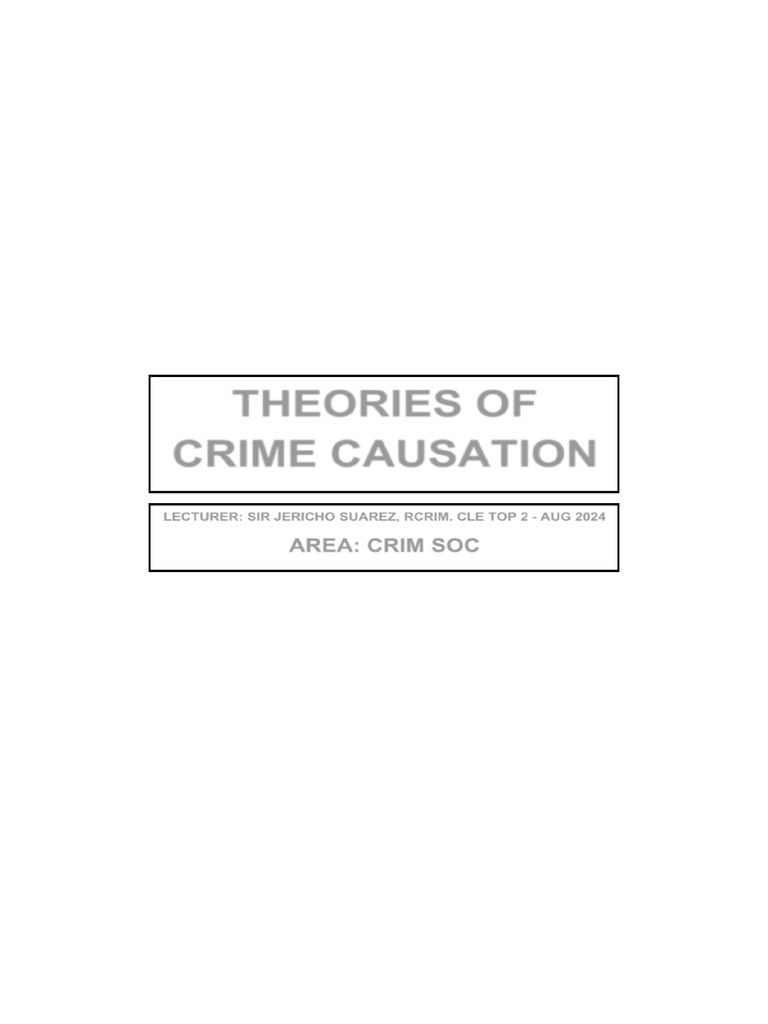 Theories of Crime Causation | PDF | Deviance (Sociology) | Crimes