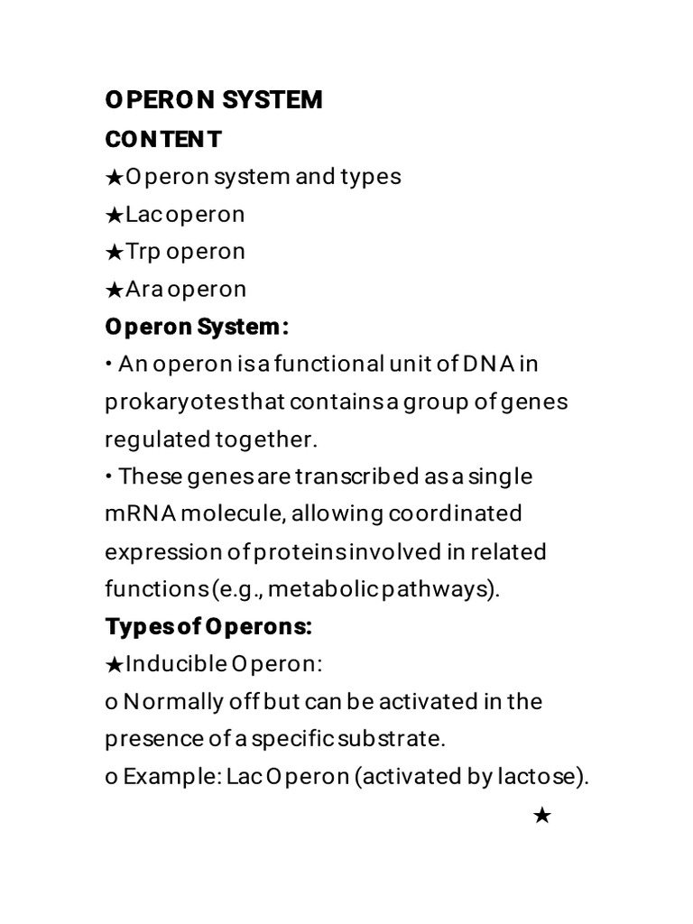 Content: Operon System | PDF | Operon | Repressor