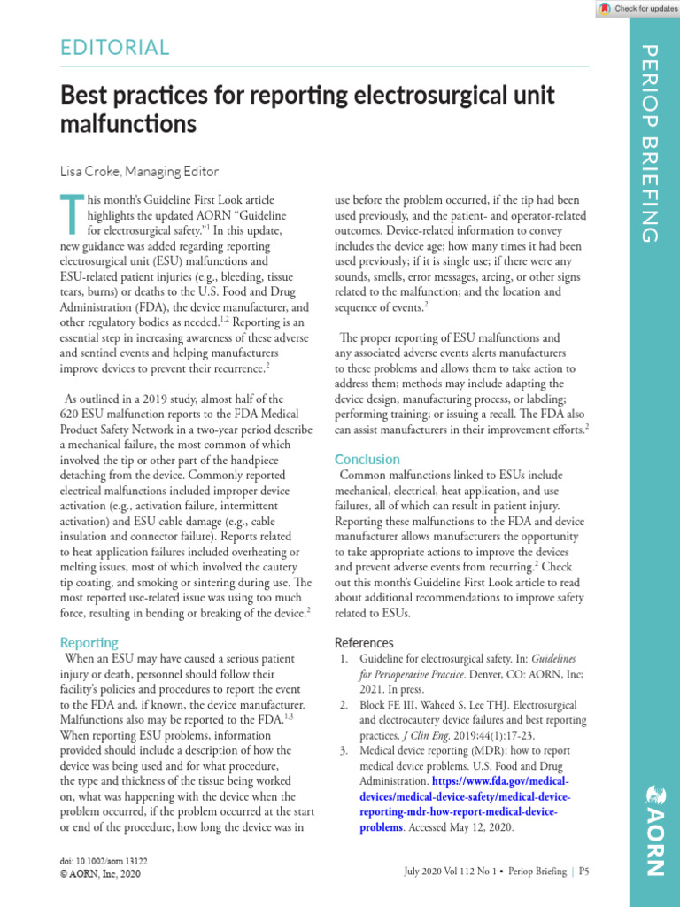 AORN Journal - 2020 - Croke - Best Practices For Reporting ...