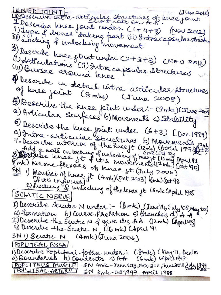 Lower Limb MUHS Questions 2 | PDF