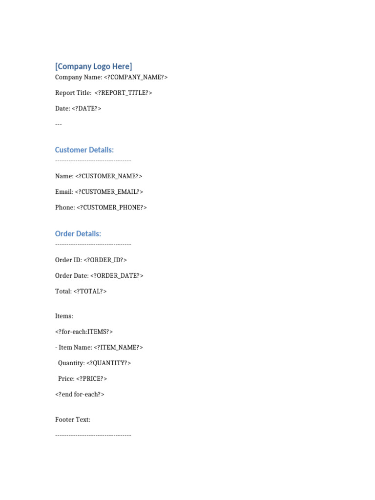 Customer Order Summary | PDF