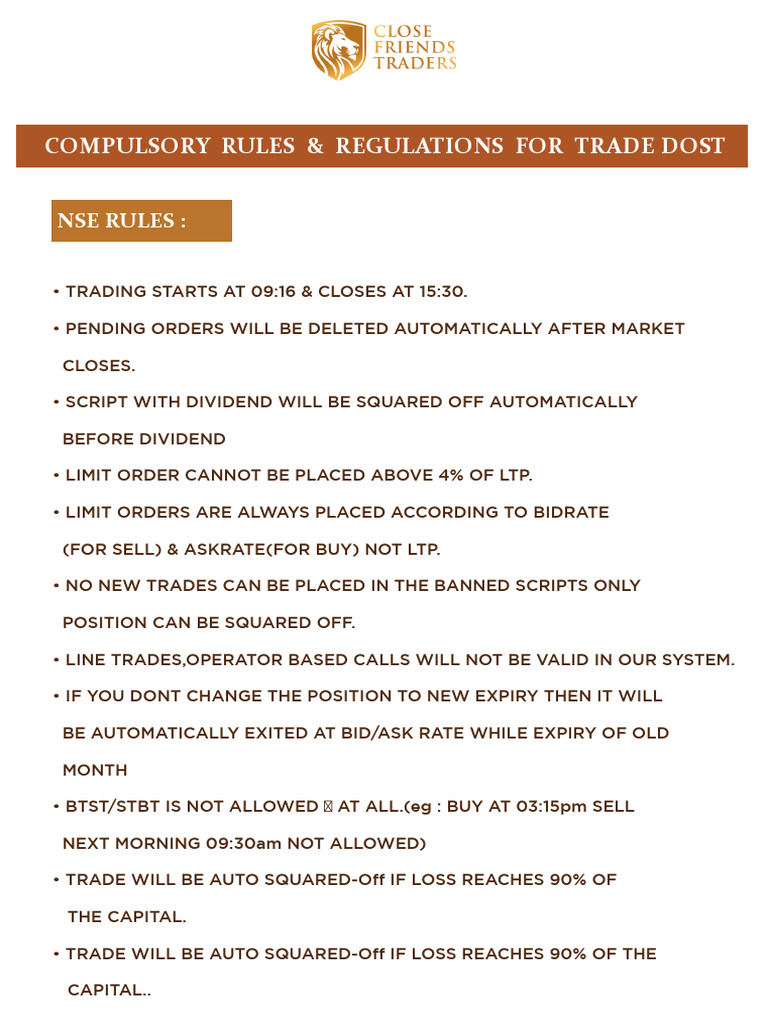 Rules & Regulation For Trade Dost Updated | PDF | Financial Markets | Private Sector