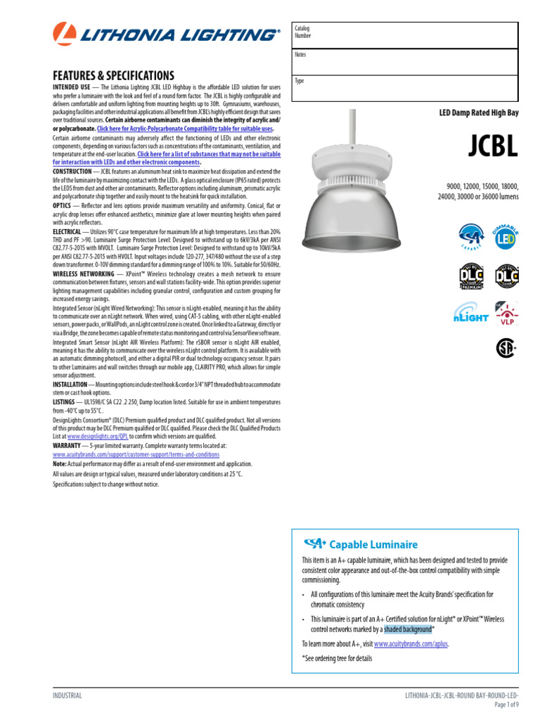 lithonia-jcbl | PDF | Light Emitting Diode | Lighting