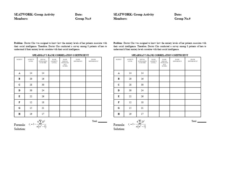 Spearman's Rho Seatwork | PDF | Nonparametric Statistics | Probability ...