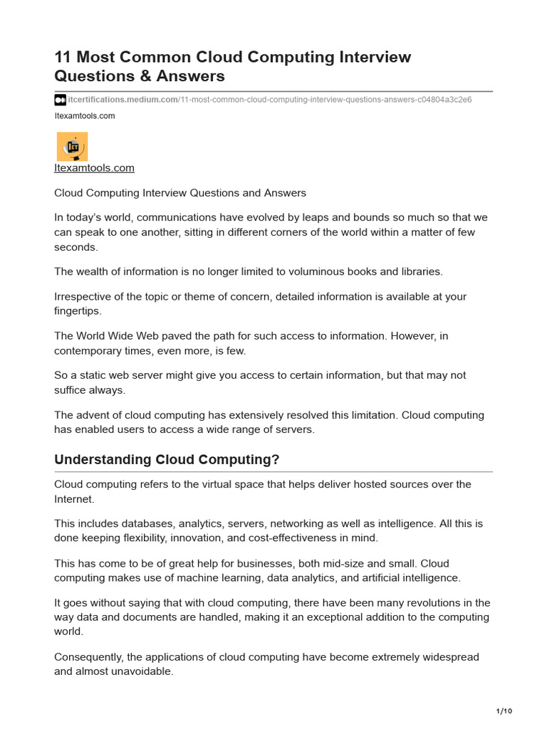 11 most common cloud computing interview question answers | PDF | Cloud ... 11 most common cloud computing interview question answers | PDF | Cloud ...