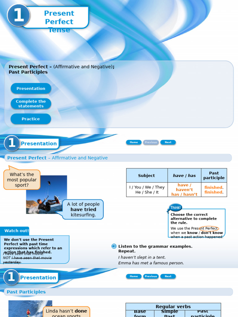 1 Present Perfect - Teacher | PDF | Perfect (Grammar) | Syntax