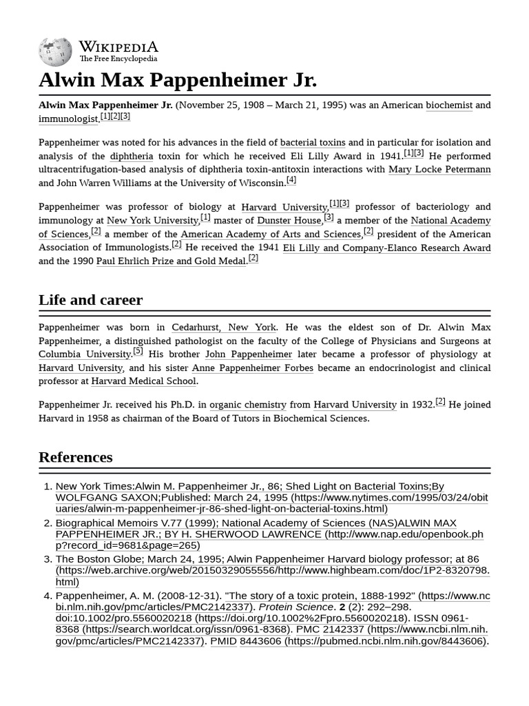 Alwin_Max_Pappenheimer_Jr. | PDF | Medical Specialties | Medicine