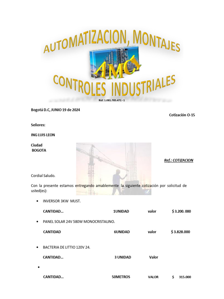 Cotizacion Ing Luis Leon | PDF