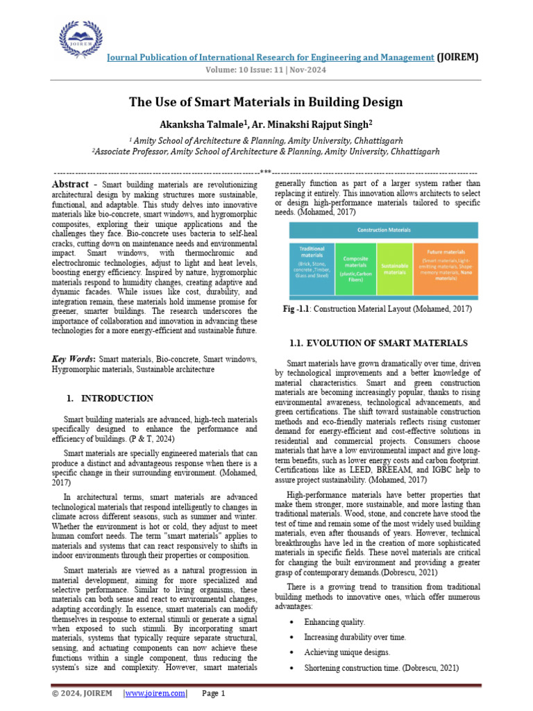 The Use of Smart Materials in Building Design | PDF | Concrete | Efficient Energy Use