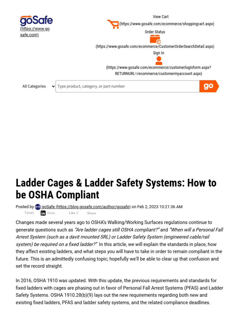 Ladder Cages & Ladder Safety Systems - How To Be OSHA Compliant | PDF ...