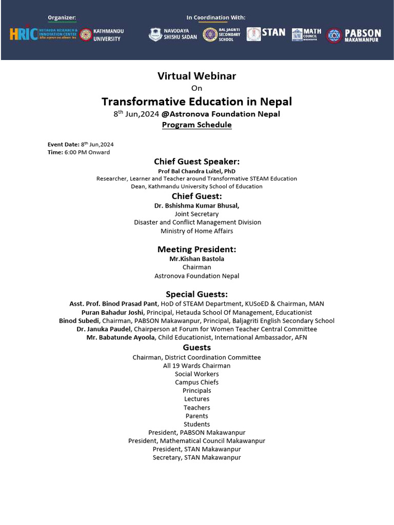 Virtual Webinar schedule -1 | PDF