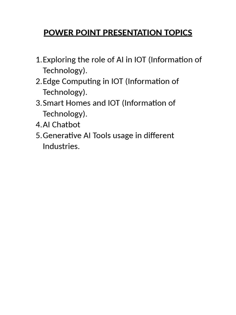AI and IoT PowerPoint Topics | PDF