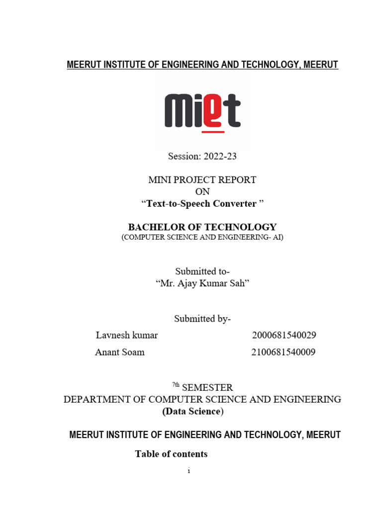 Format of Mini - Project Report | PDF | Machine Learning | Artificial ...