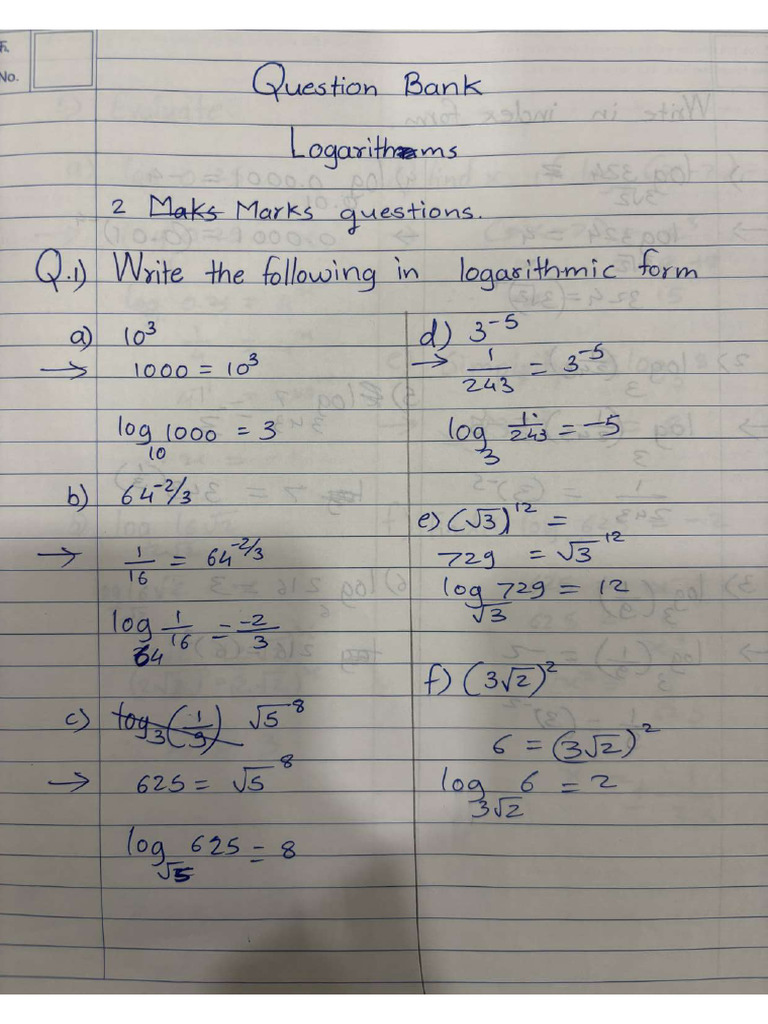 Logarithm (Solved Question Bank) | PDF Logarithm (Solved Question Bank) | PDF