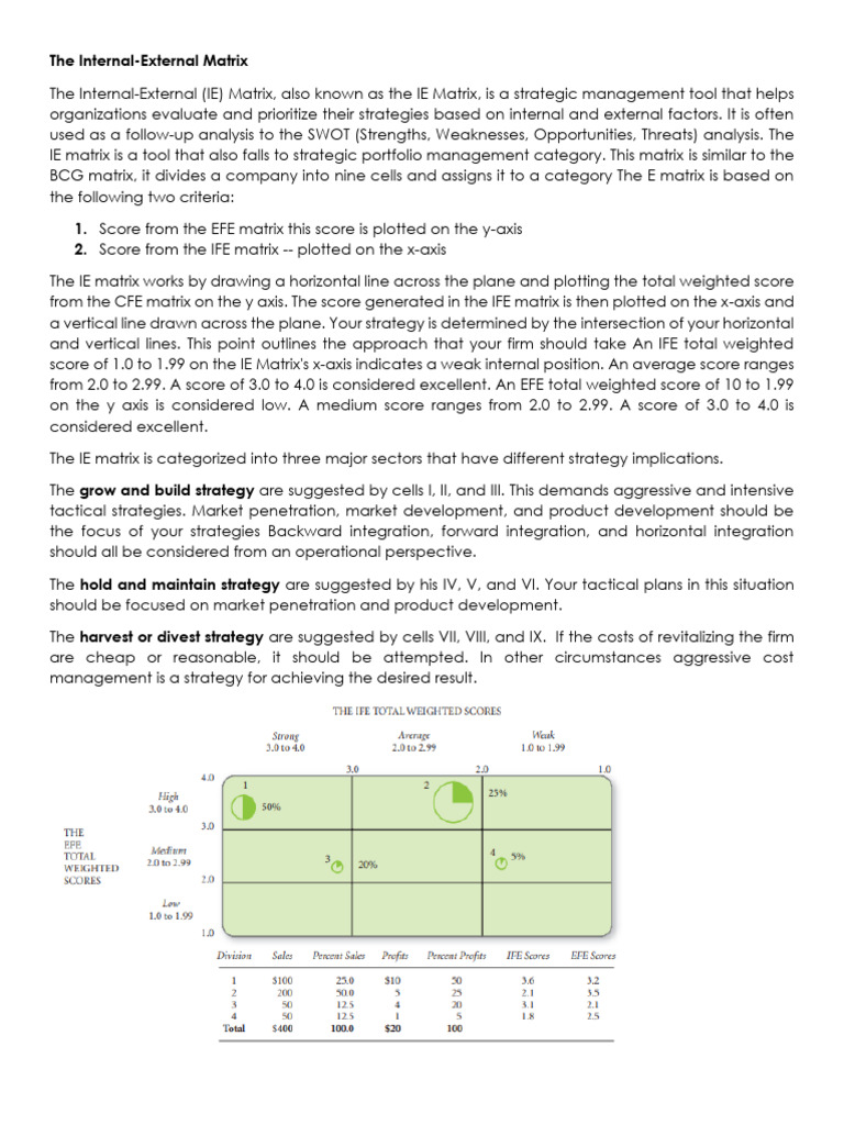 IE Matrix Strategy Overview | PDF
