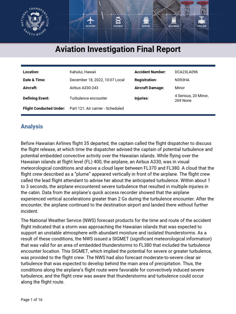 NTSB Final Report: Hawaiian Airlines Flight 35 | PDF | National Transportation Safety Board ...