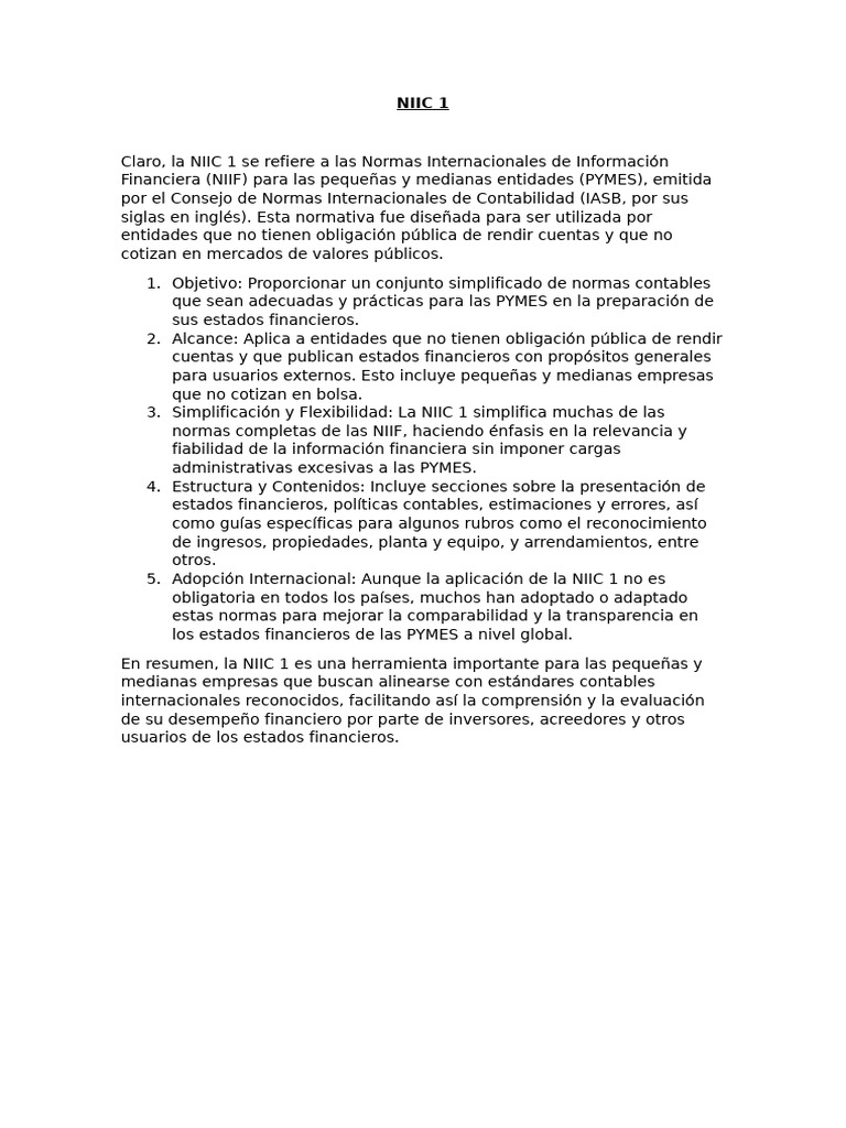 Normas NIIC 1 para PYMES | PDF