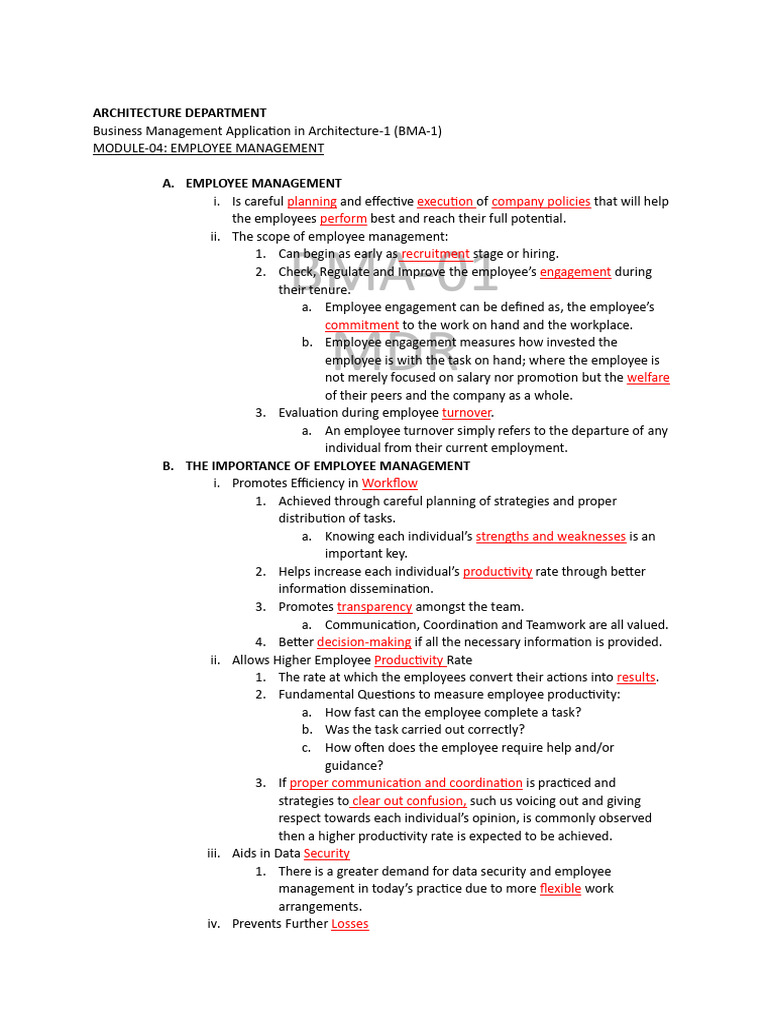 BMA01-MODULE-04 Employee Management | PDF | Employment | Turnover ...
