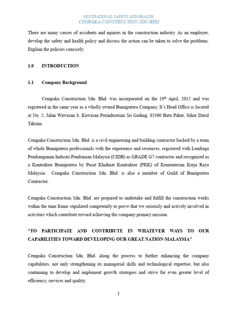 331482293 Uthm Occupational Safety and Health Assignment | PDF ...