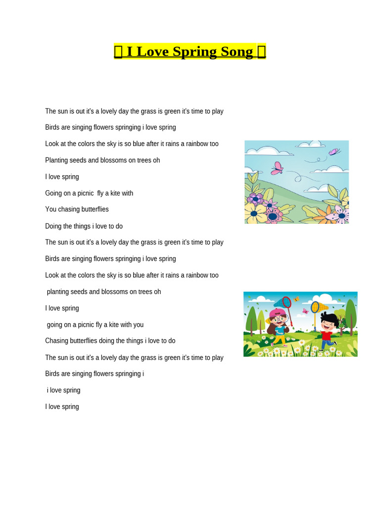 I Love Spring Song Lyrics | PDF