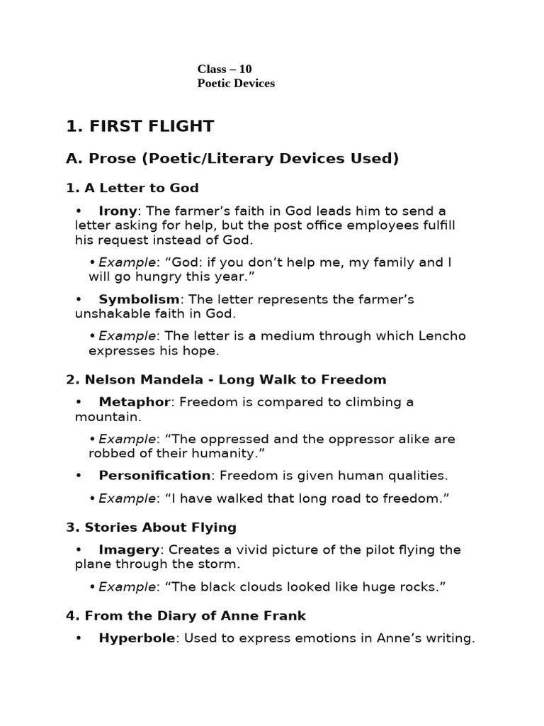 Class 10 Poetic and Literary Devices | PDF | Poetry