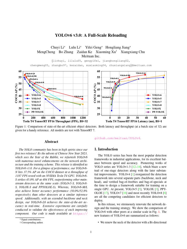 YOLOv6 v3.0 - A Full-Scale Reloading | PDF | Deep Learning | Computing