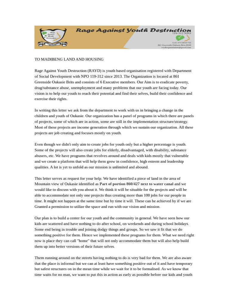 Land and Housing... Land Request | PDF