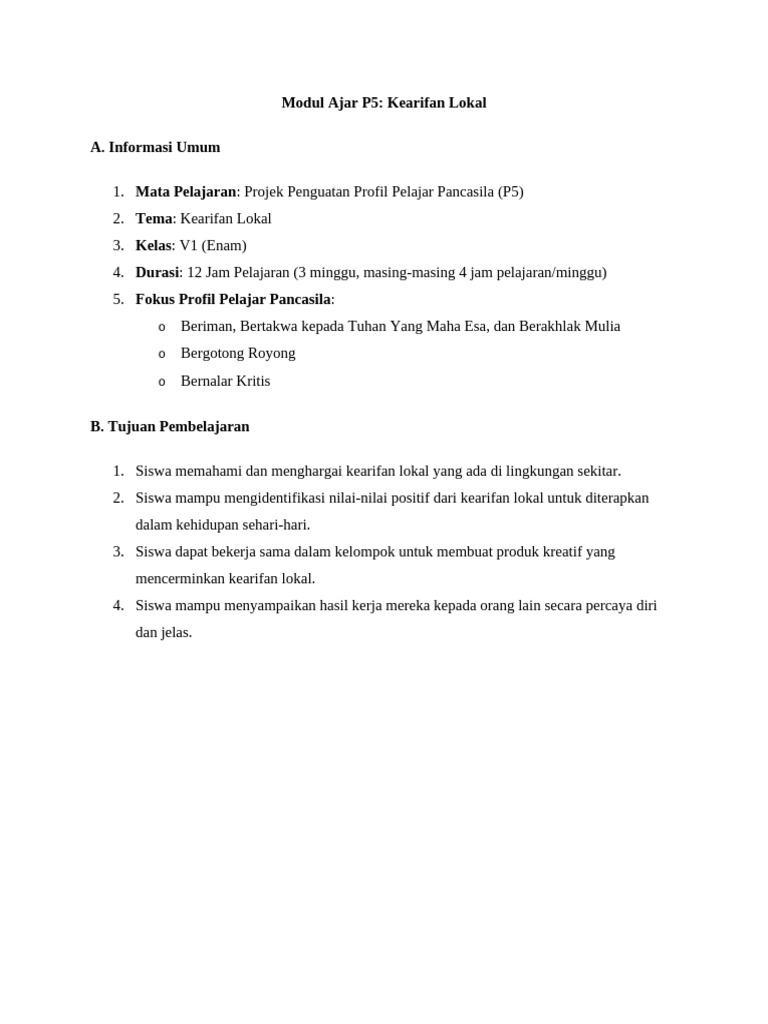 Modul Ajar P5 Gaya Hidup Berkelanjutan | PDF