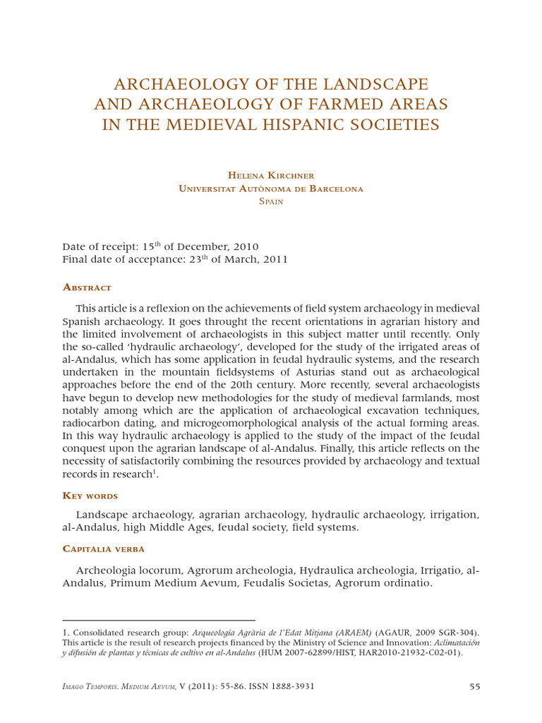 Kirchner 2011 Archaeology of The Landscape and Archaeology of Farmed ...