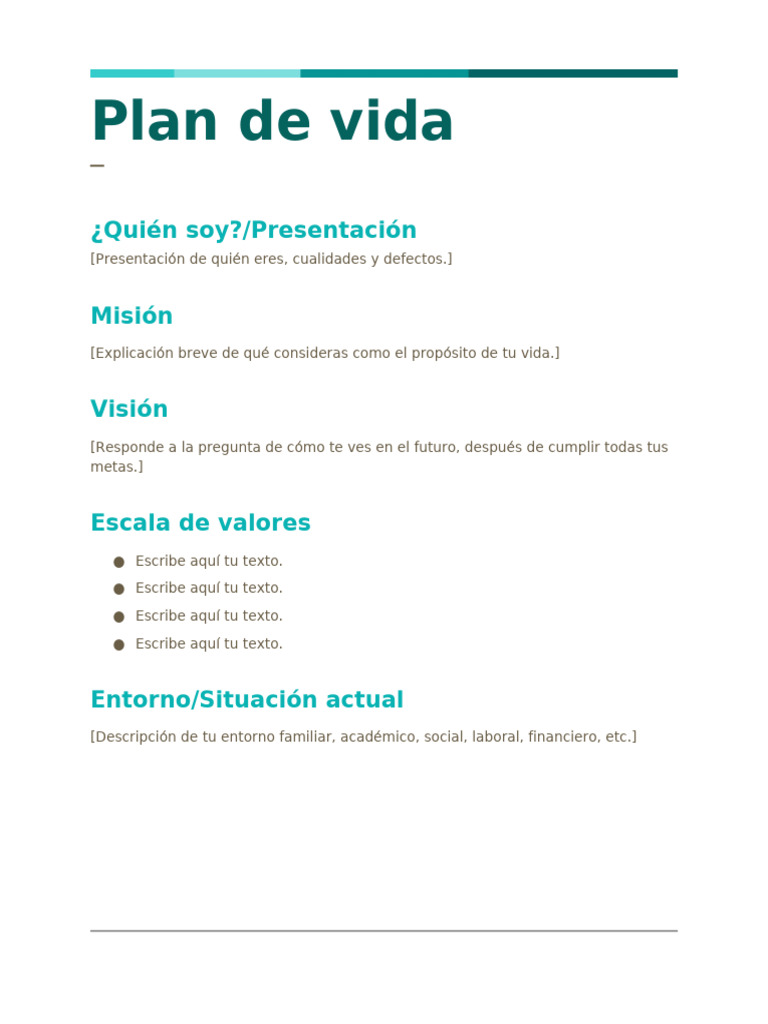 Formato de Plan de Vida | PDF