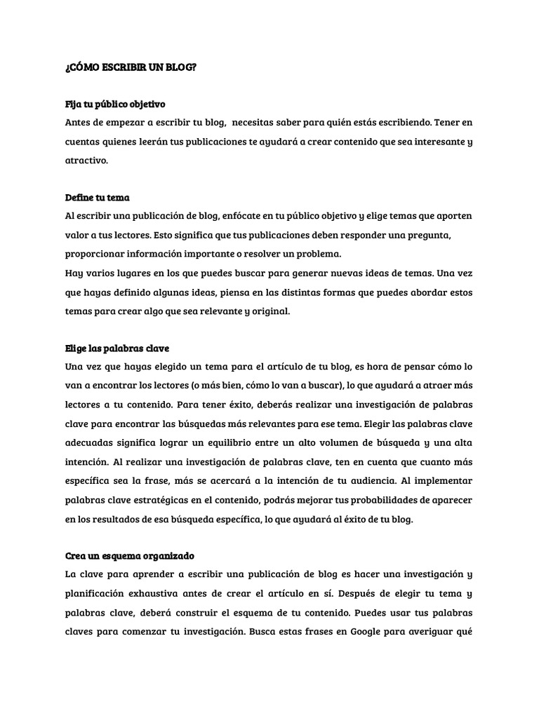 ¿Cómo Escribir Un Blog | PDF | Blog