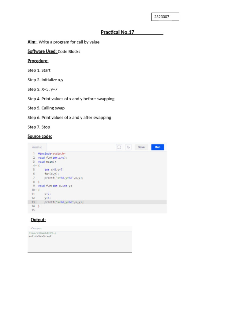 Programming Techniques: Call by Value, Reference, Recursion, Palindrome | PDF