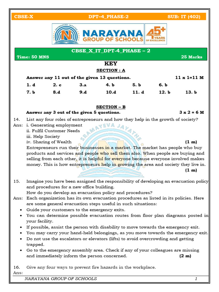 IT - CBSE - X - DPT-4 KEY - Phase 2 - (Dt.13-12-2024) | PDF | Safety ...