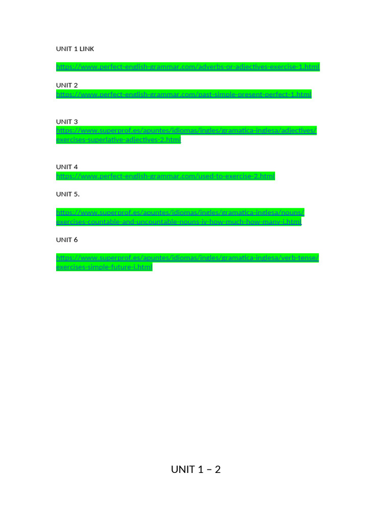 Summary Unit 1-6 | PDF