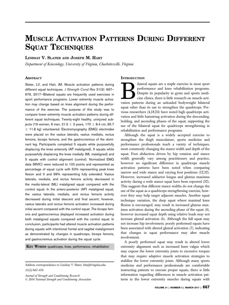 Muscle Activation Patterns During Different Squat.12 | PDF | Knee ...