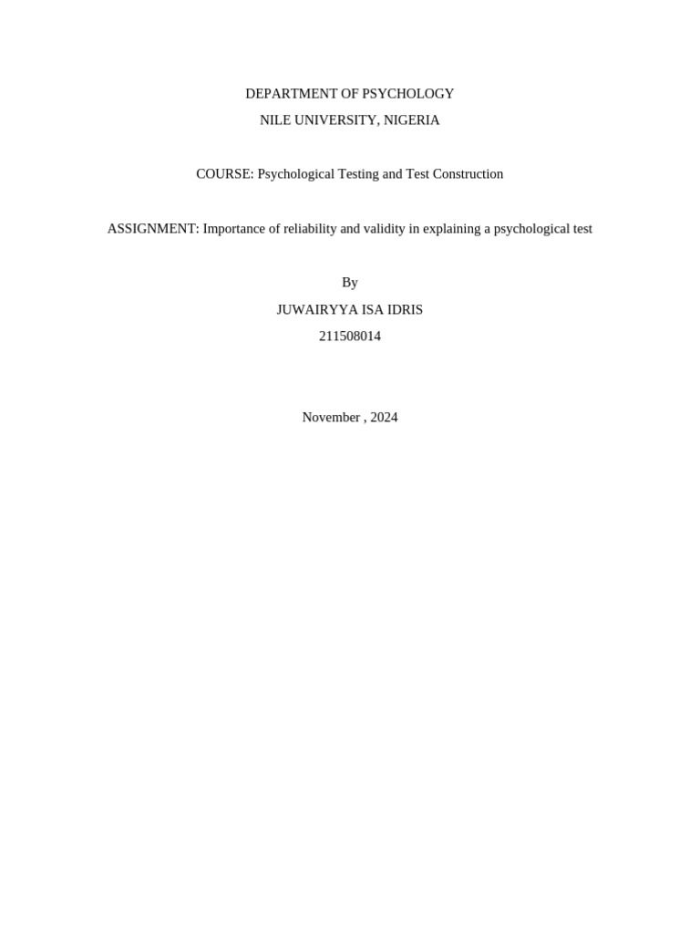 Reliability & Validity in Psych Tests | PDF | Validity (Statistics ...