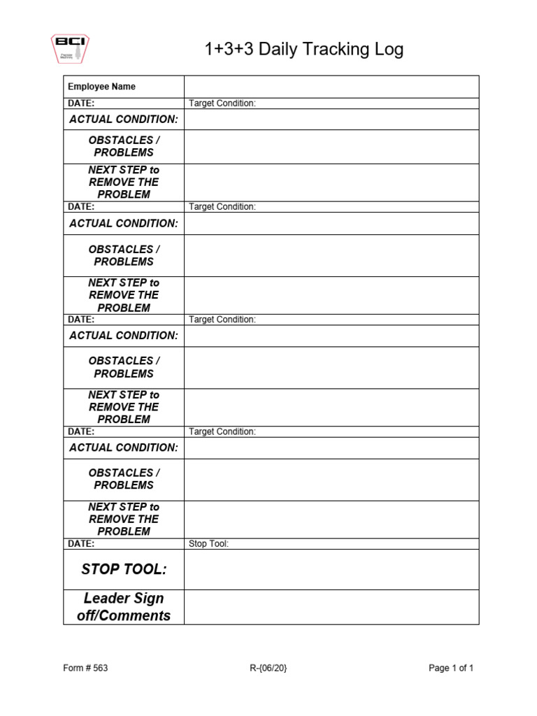 563-1+3+3 Daily Tracking Log June 2020 | PDF